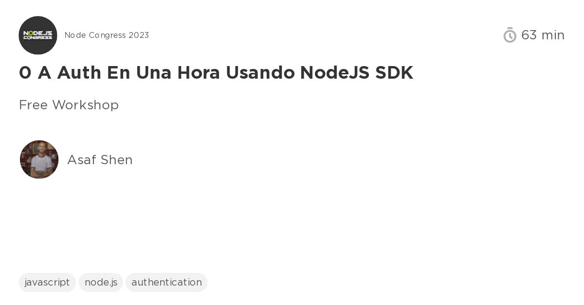 0 a Auth en una Hora Usando NodeJS SDK