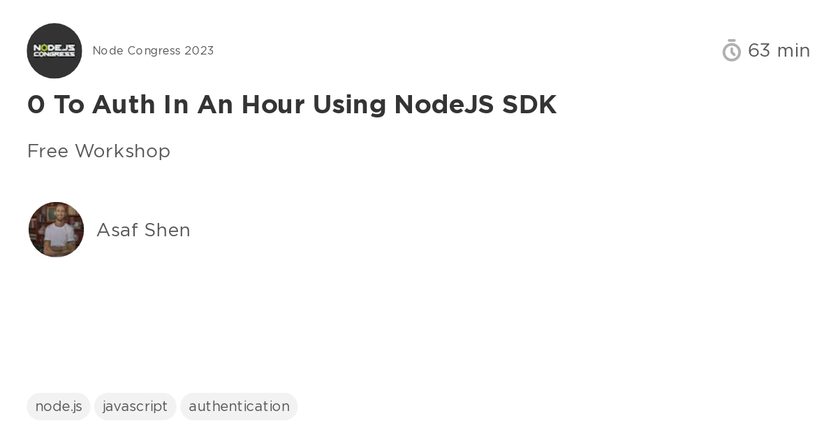 0 To Auth In An Hour Using Nodejs Sdk
