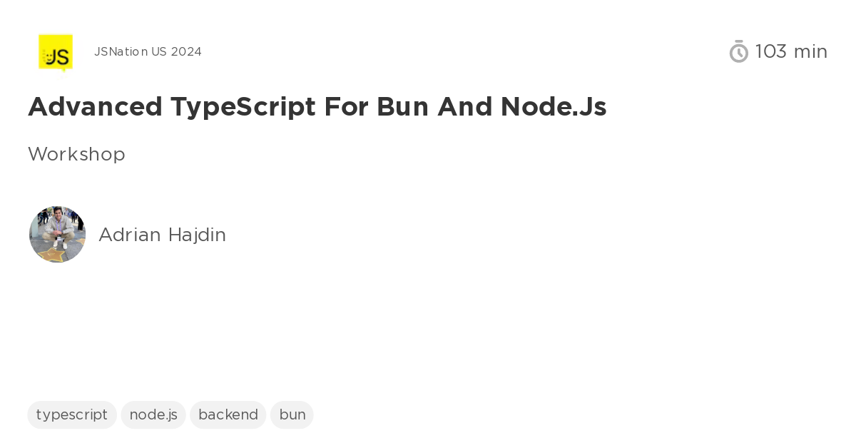 Advanced Typescript For Bun And Nodejs Video Recording