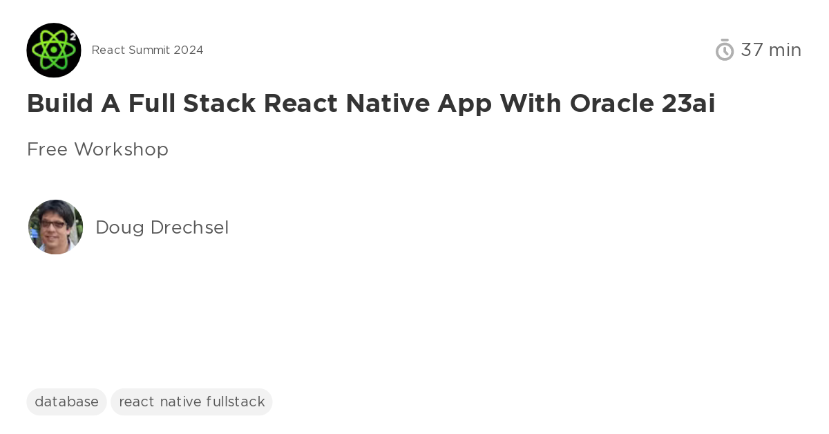 Build A Full Stack React Native App With Oracle 23ai