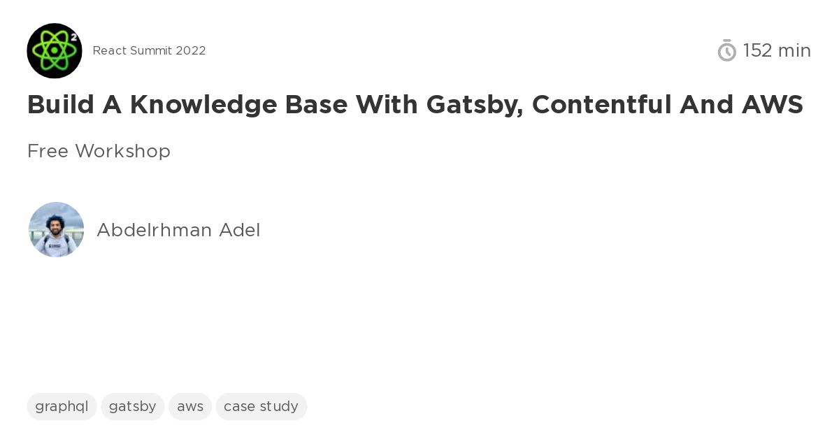 Build a knowledge base with Gatsby, Contentful and AWS - Video recording - GitNation