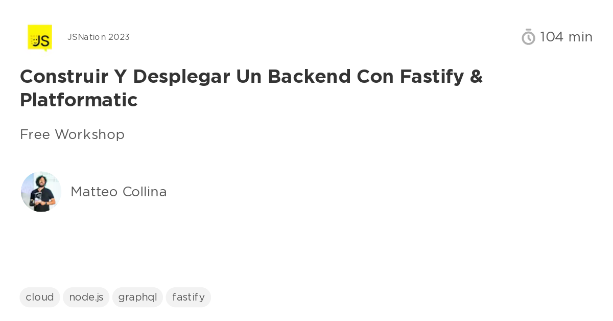 Construir y Desplegar un Backend Con Fastify & Platformatic - Video recording