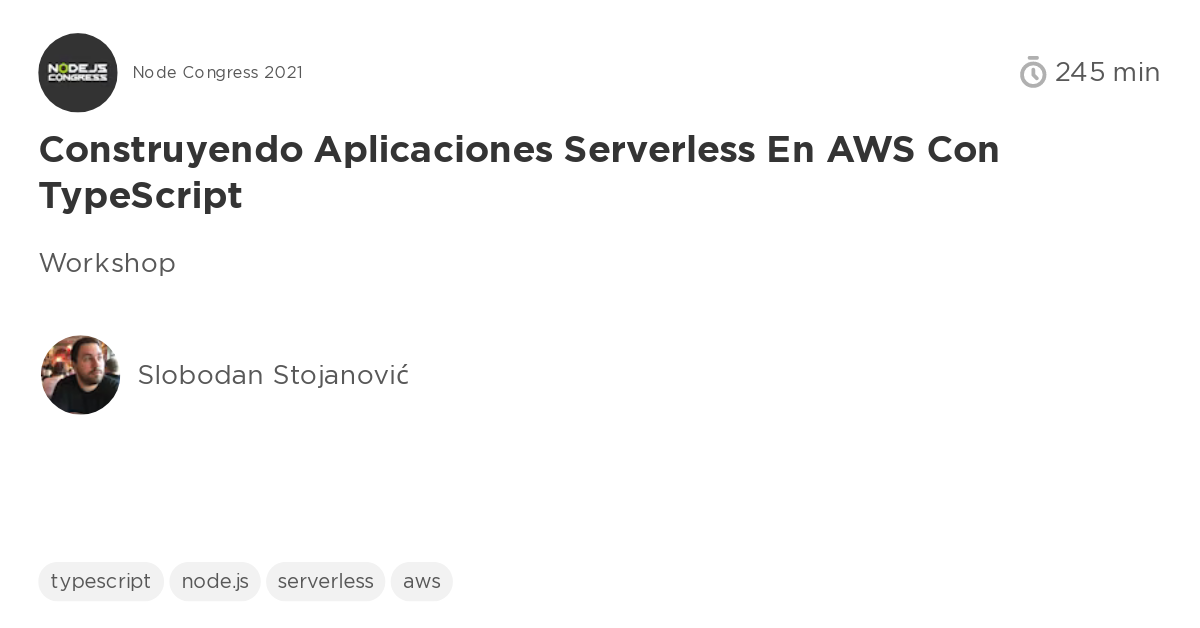 Construyendo Aplicaciones Serverless en AWS con TypeScript - Video recording