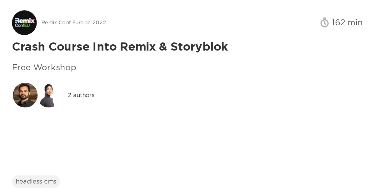 Crash Course into Remix & Storyblok