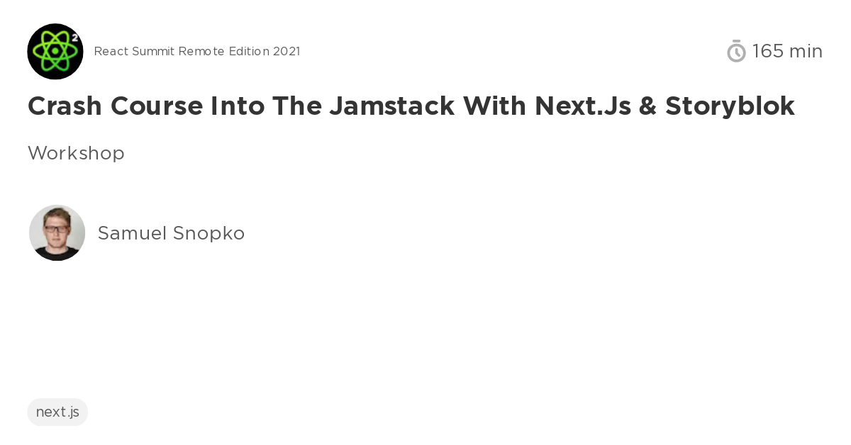 Crash Course into the Jamstack with Next.js & Storyblok