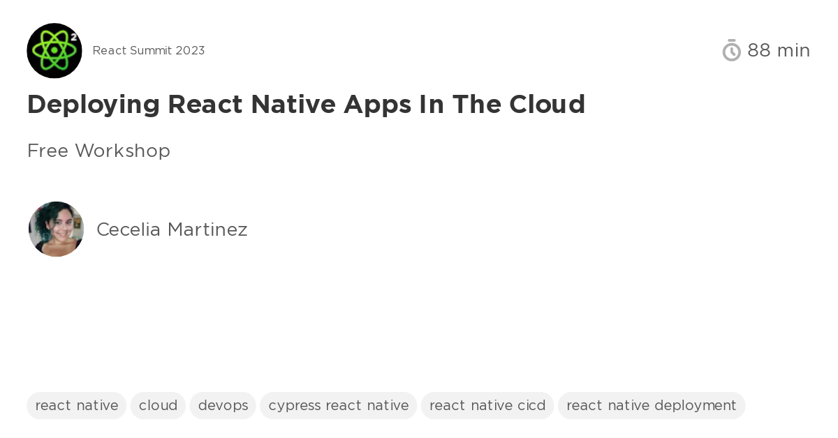Deploying React Native Apps in the Cloud Deploying React Native Apps in the Cloud