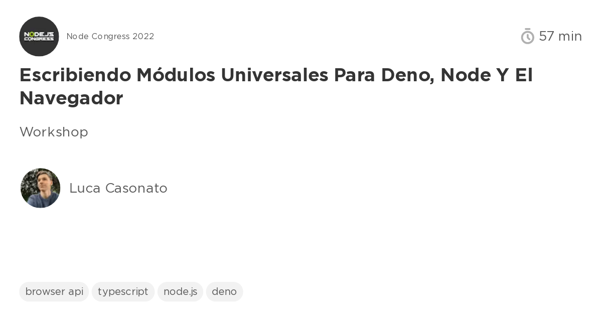Escribiendo Módulos Universales para Deno, Node y el Navegador - Video ...