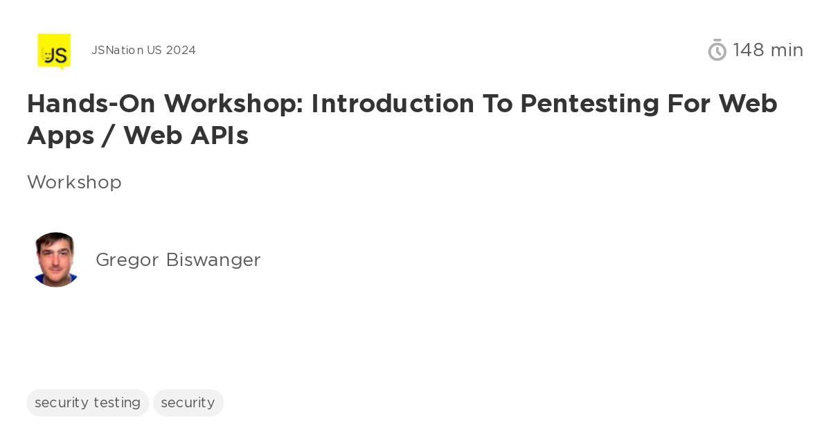 Hands-On Workshop: Introduction to Pentesting for Web Apps / Web APIs