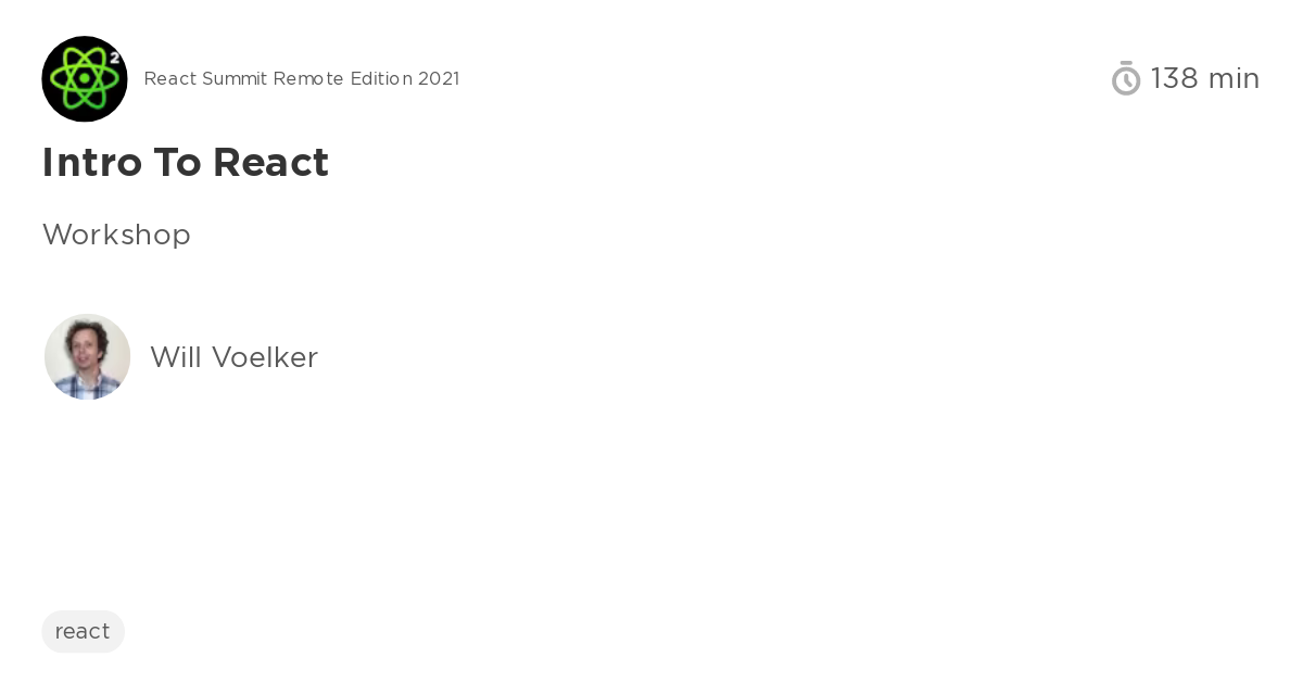 Intro to React - Video recording