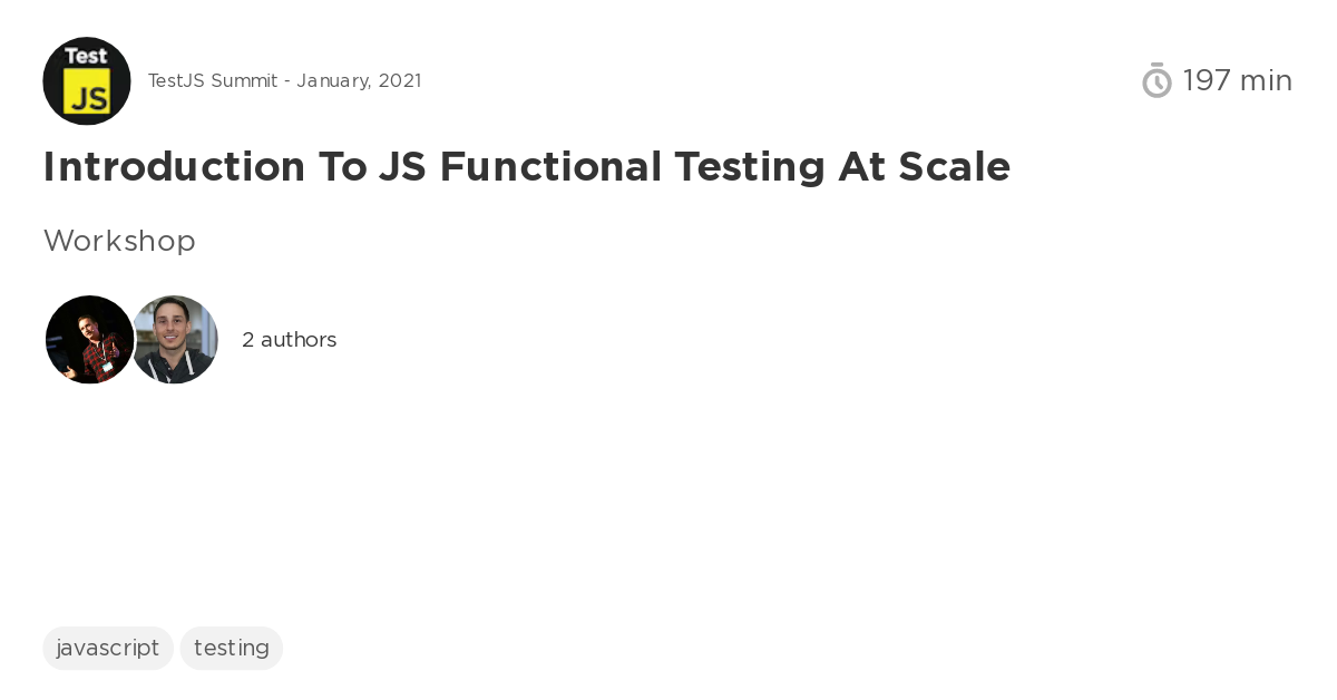 Introduction to JS Functional Testing at Scale
