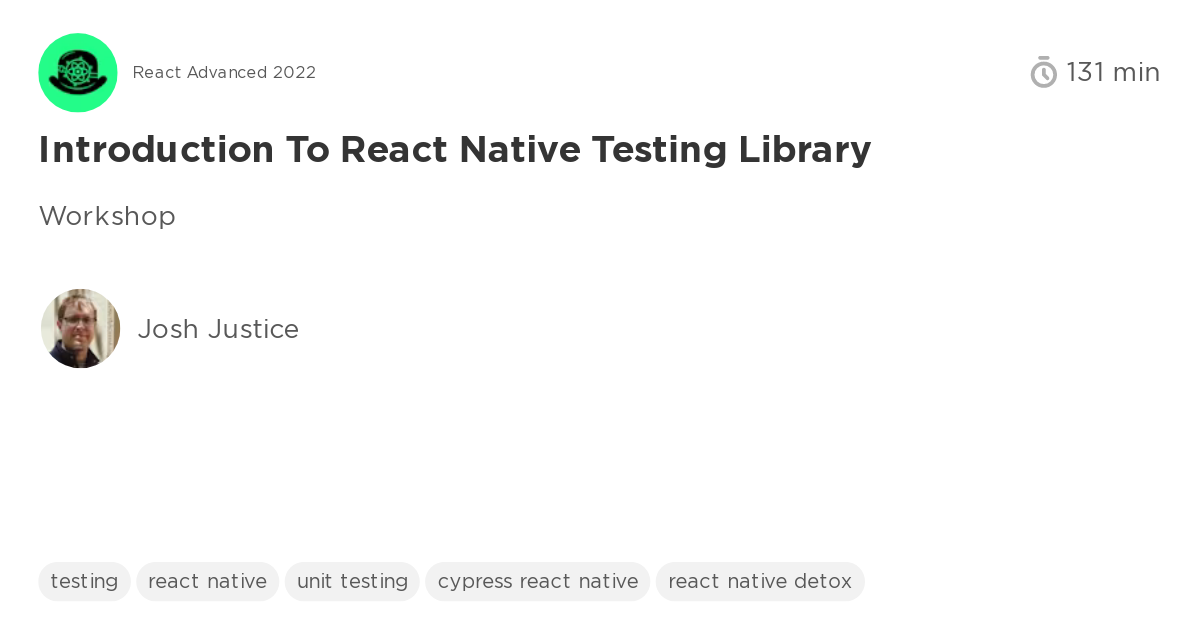 Introduction To React Native Testing Library Video Recording Gitnation