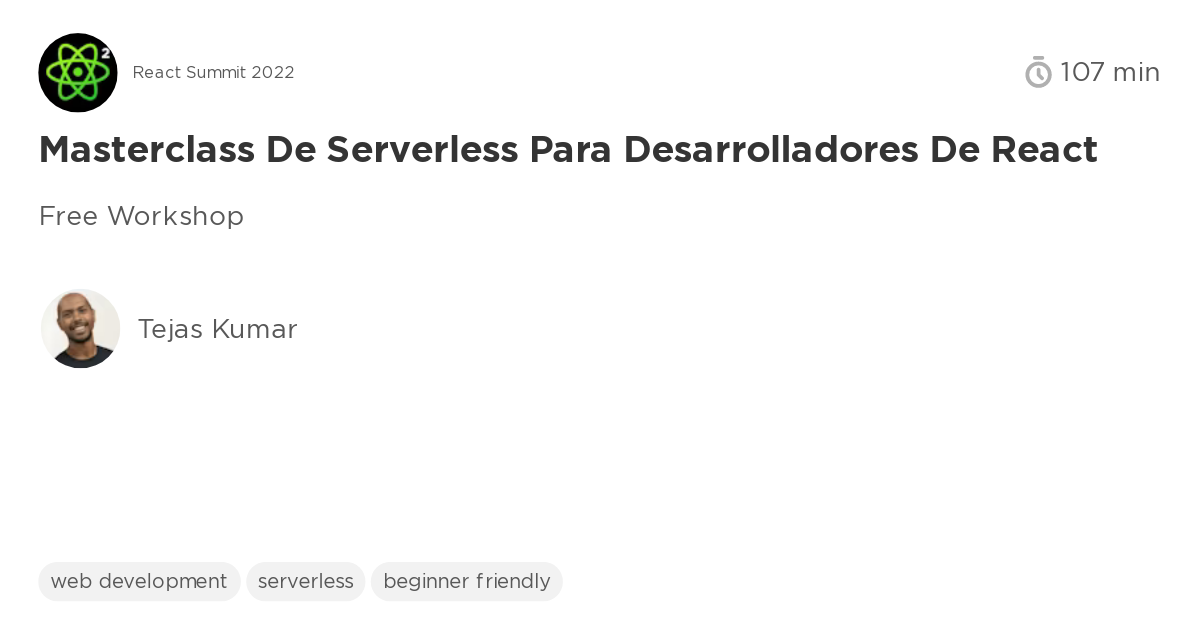 Masterclass de Serverless para Desarrolladores de React