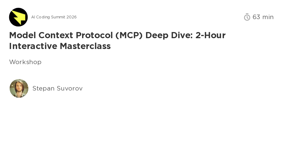 Model Context Protocol (MCP) Deep Dive: 2-Hour Interactive Masterclass