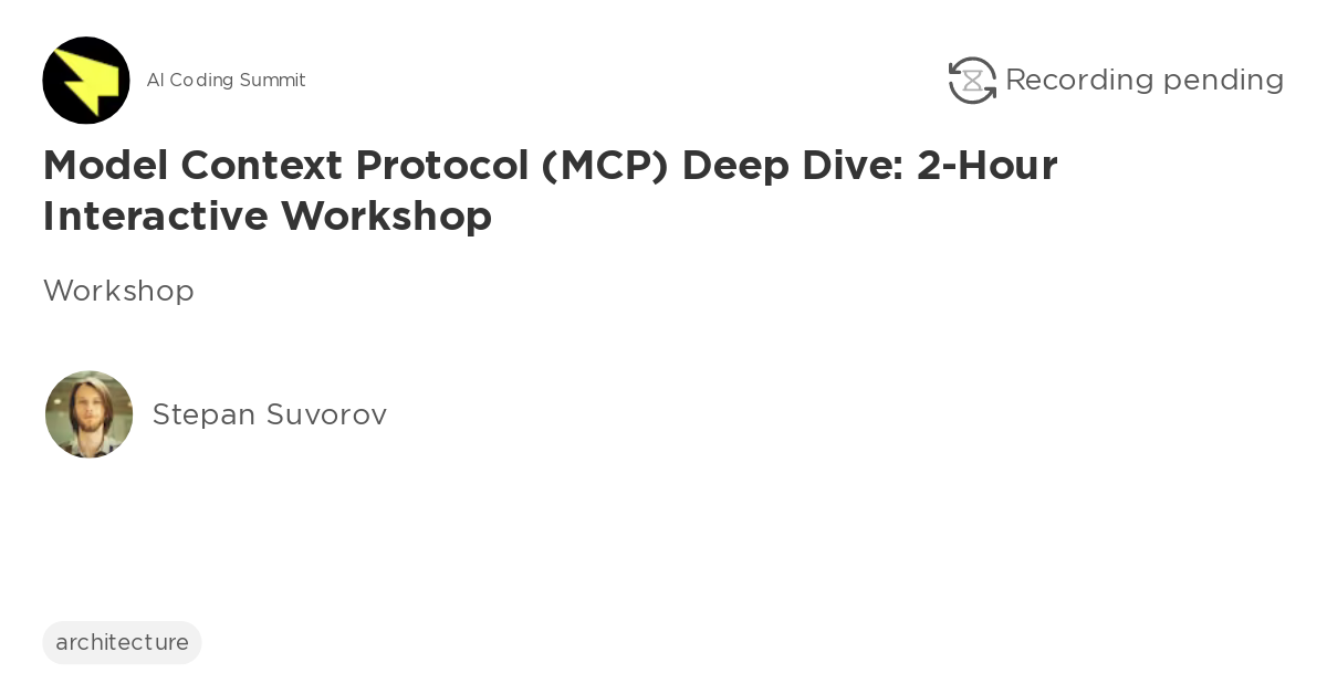 Model Context Protocol Mcp Deep Dive 2 Hour Interactive Workshop