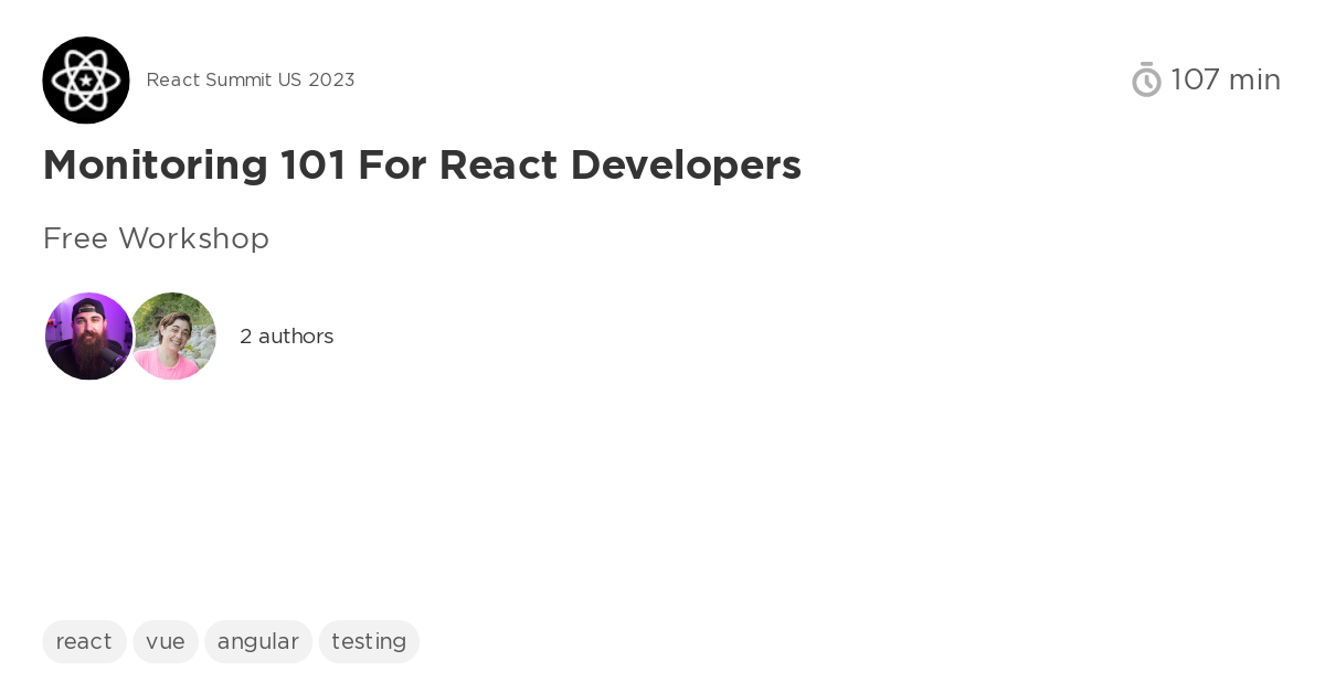 Monitoring 101 for React Developers - Video recording - GitNation