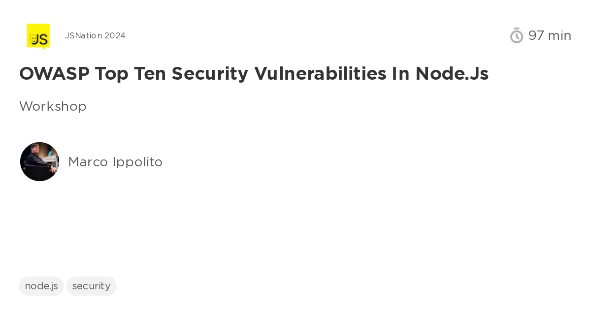 Owasp Top Ten Security Vulnerabilities In Nodejs