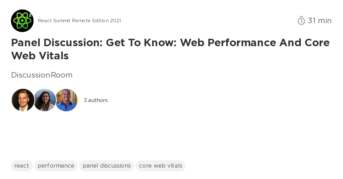 Panel Discussion: Get to Know: Web Performance and Core Web Vitals