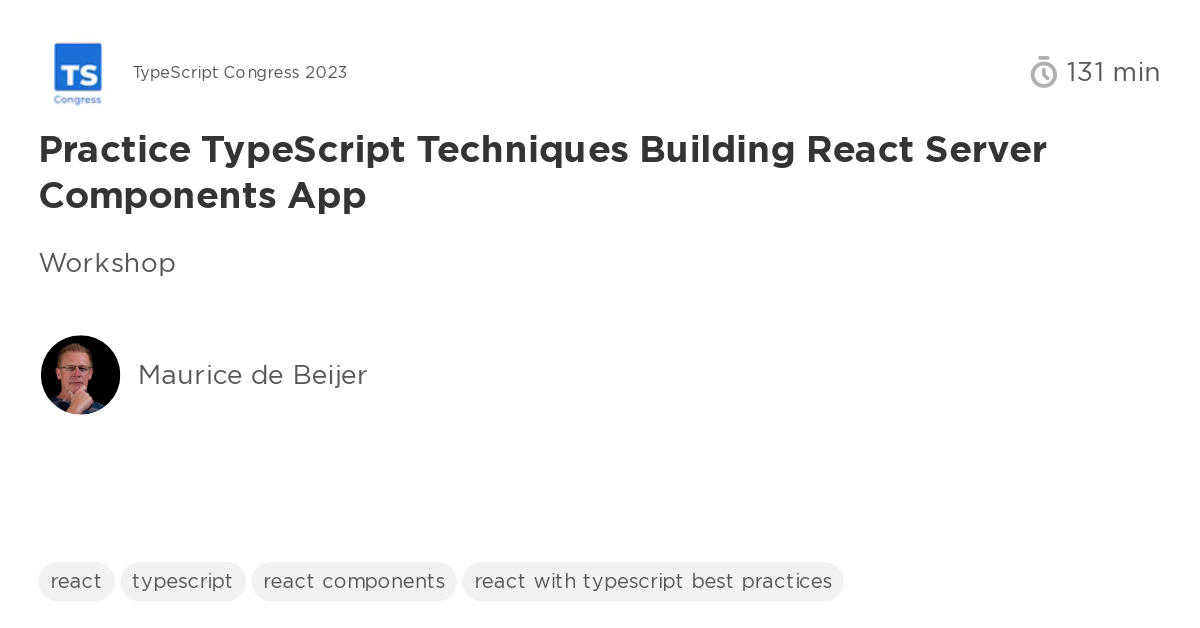 Practice Typescript Techniques Building React Server Components App Video Recording