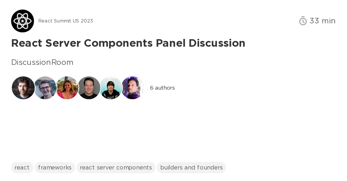 React Server Components Panel Discussion