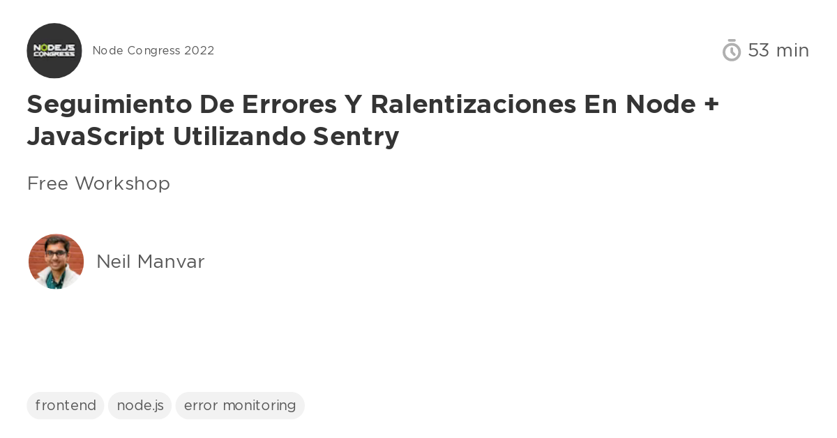 Node.js Monitoring with Sentry - Video recording
