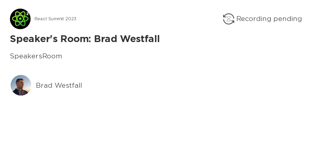 Speaker's Room: Brad Westfall