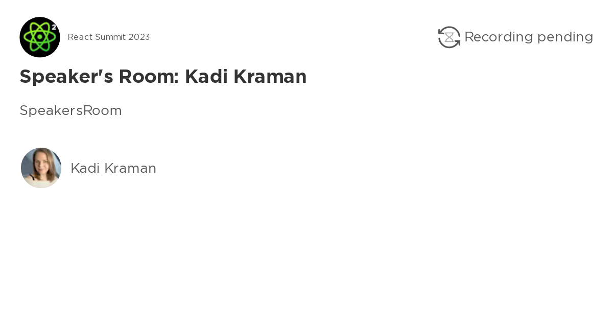 Speaker's Room: Kadi Kraman