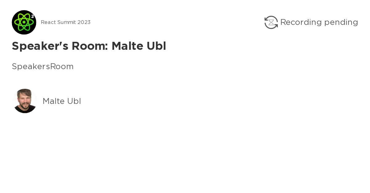 Speaker's Room: Malte Ubl