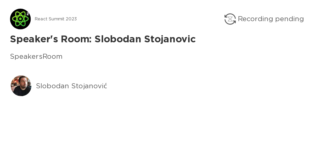 Speaker's Room: Slobodan Stojanovic