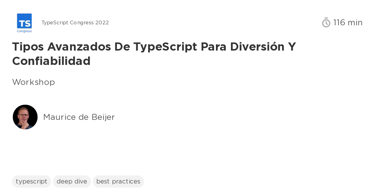 Tipos avanzados de TypeScript para diversión y confiabilidad - Video ...