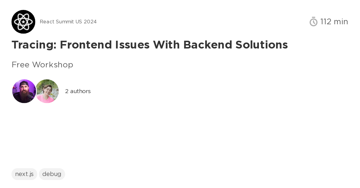 Tracing: Frontend Issues With Backend Solutions - Video recording