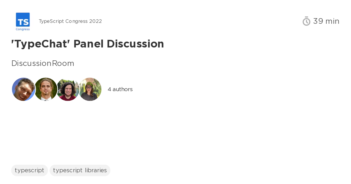 'TypeChat' Panel Discussion